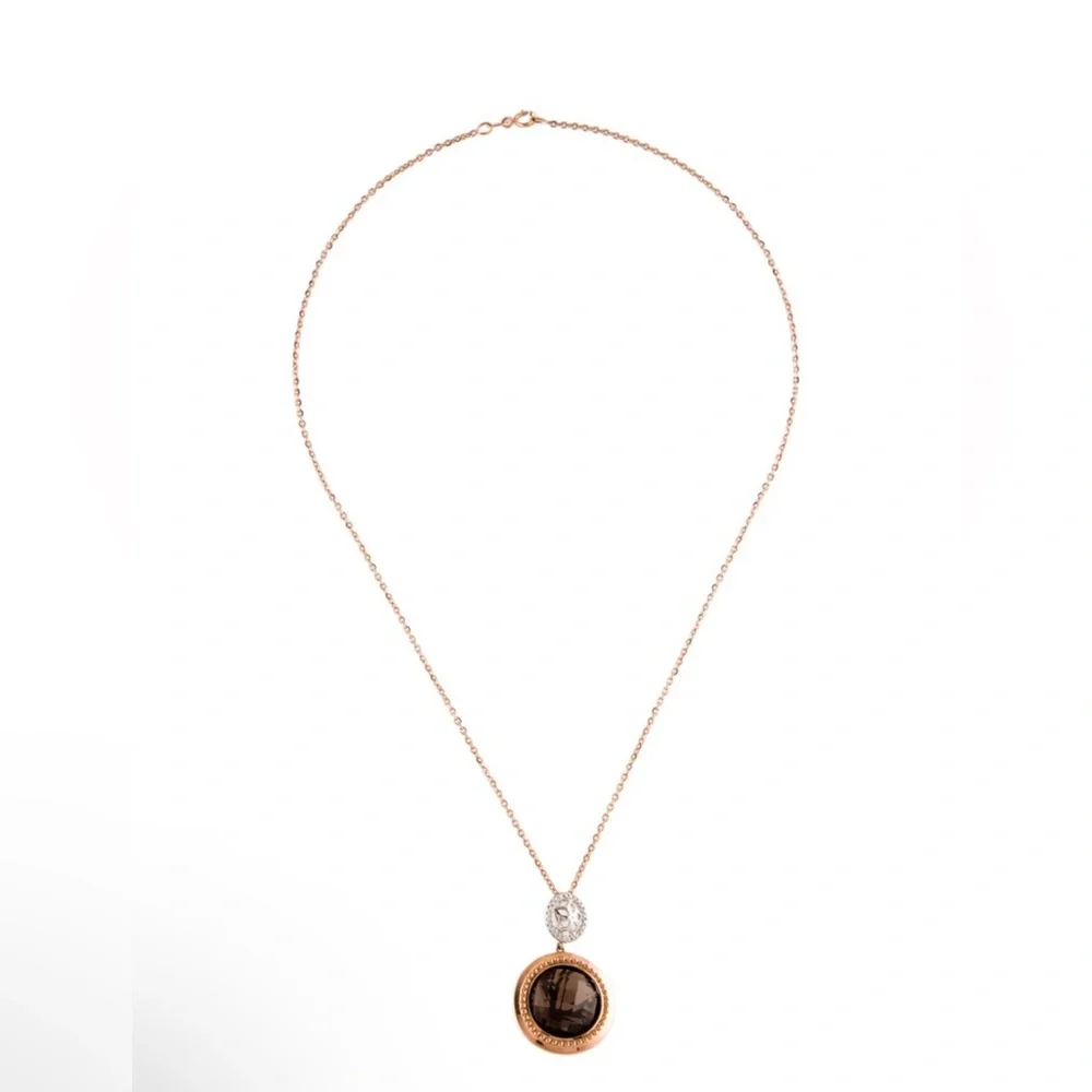 Jewelry | 18k14k Rose Gold Smoky Quartz Natural Diamond Pendant ...